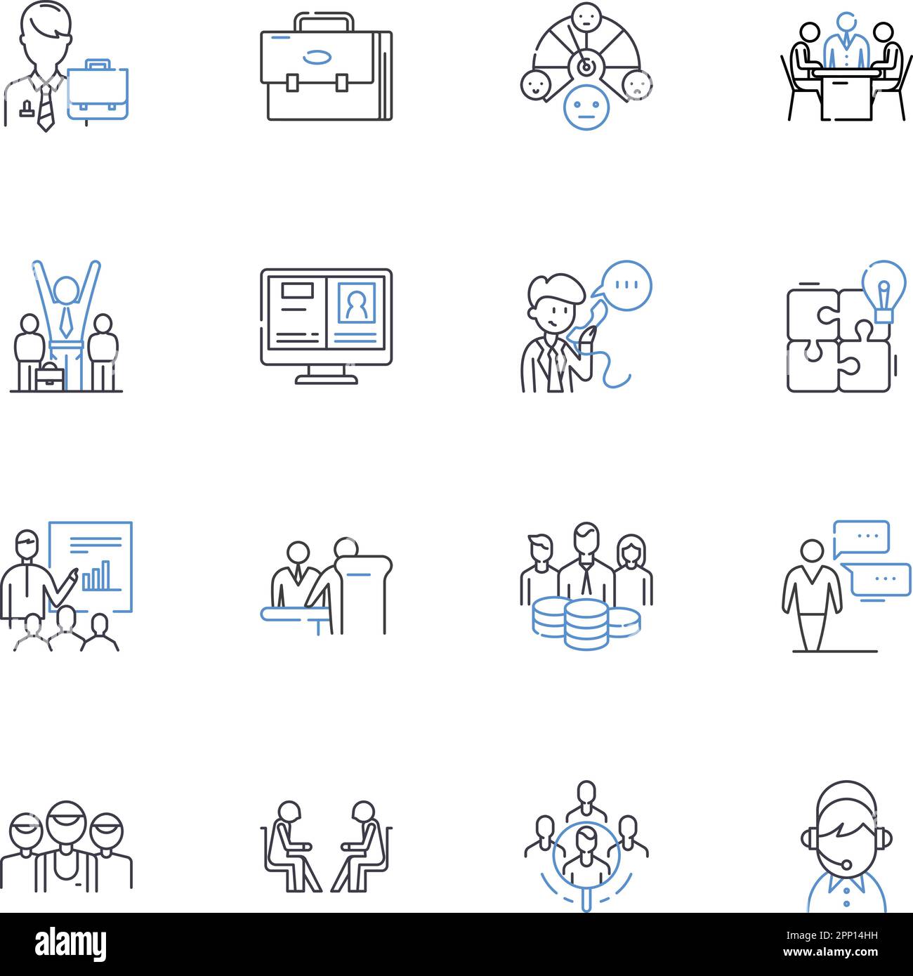 Exec and work line icons collection. Leadership, Management ...