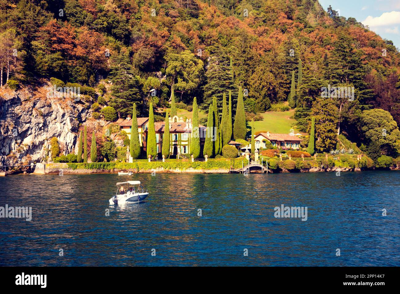 Lake Como. Natural landscape with mountains by lake Stock Photo - Alamy