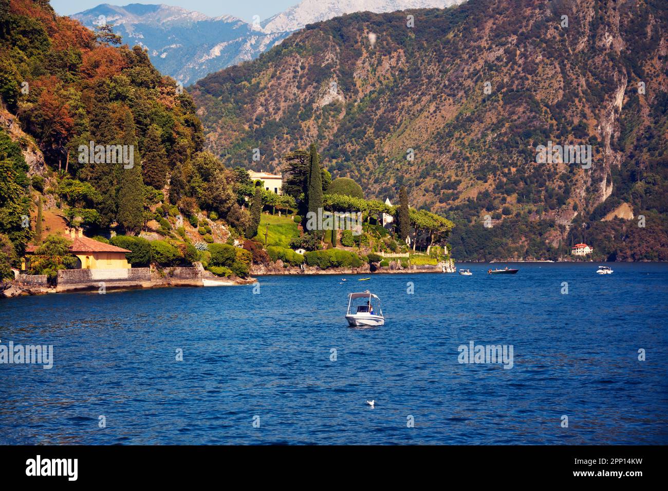 Lake Como. Natural landscape with mountains by lake Stock Photo - Alamy