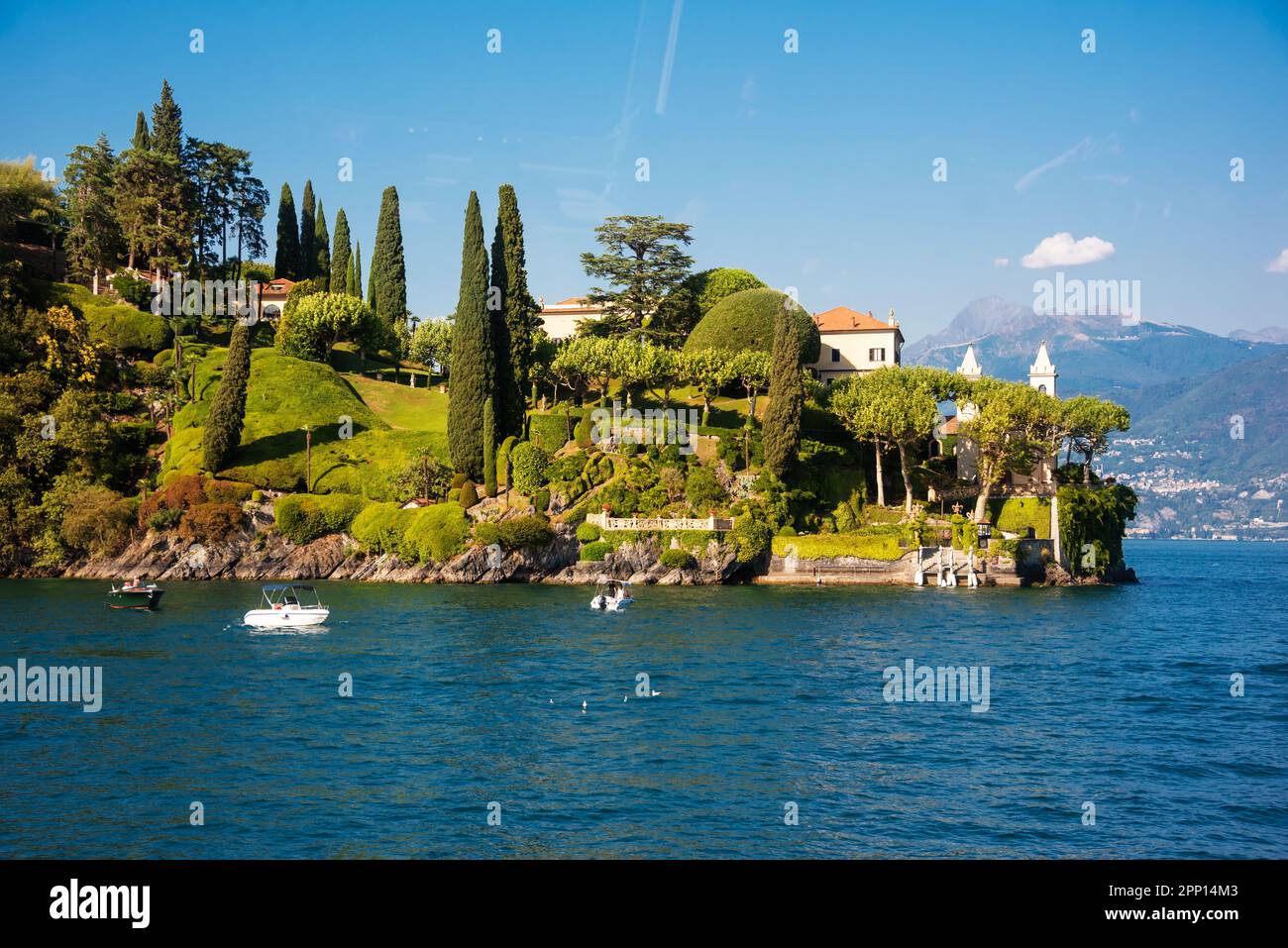 Lake Como. Natural landscape with mountains by lake Stock Photo - Alamy