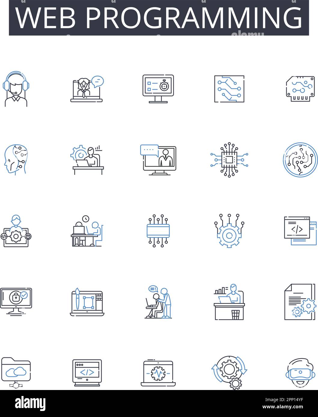 Web programming line icons collection. Mobile development, Game design ... Web programming line icons collection. Mobile development, Game design ...