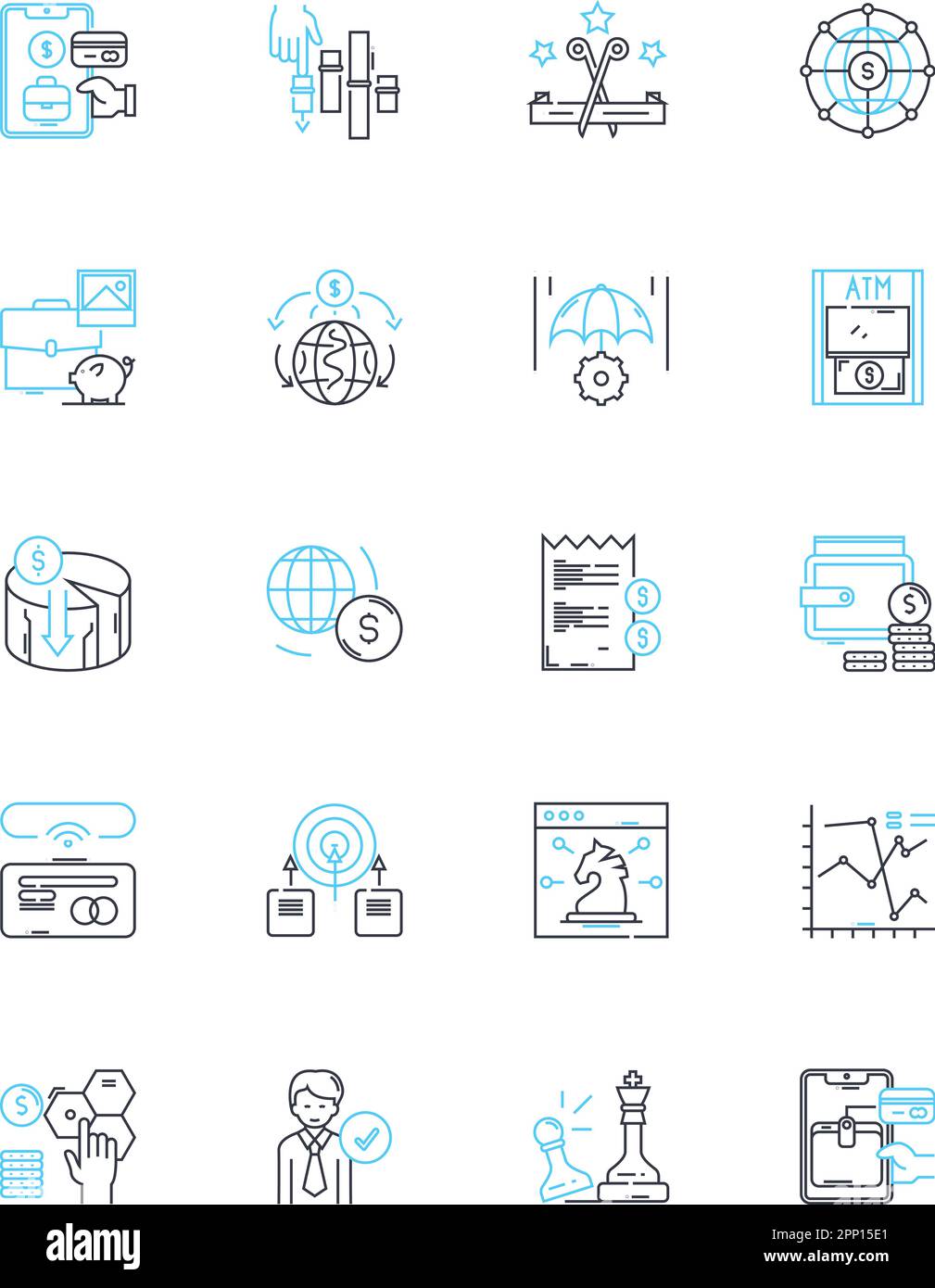 Organization income linear icons set. Revenue, Earnings, Profit, Sales ...