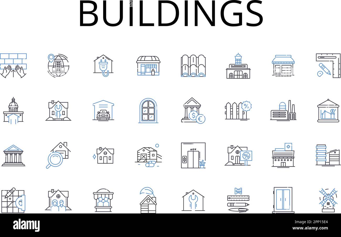 Buildings line icons collection. Houses, Towers, Structures, Edifices ... Buildings line icons collection. Houses, Towers, Structures, Edifices ...