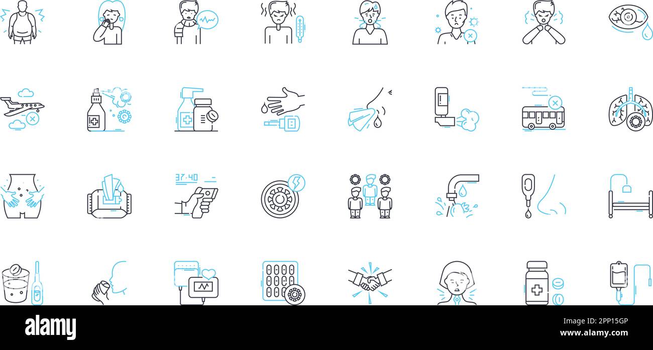 Malware prevention linear icons set. Firewall, Antivirus, Encryption ...