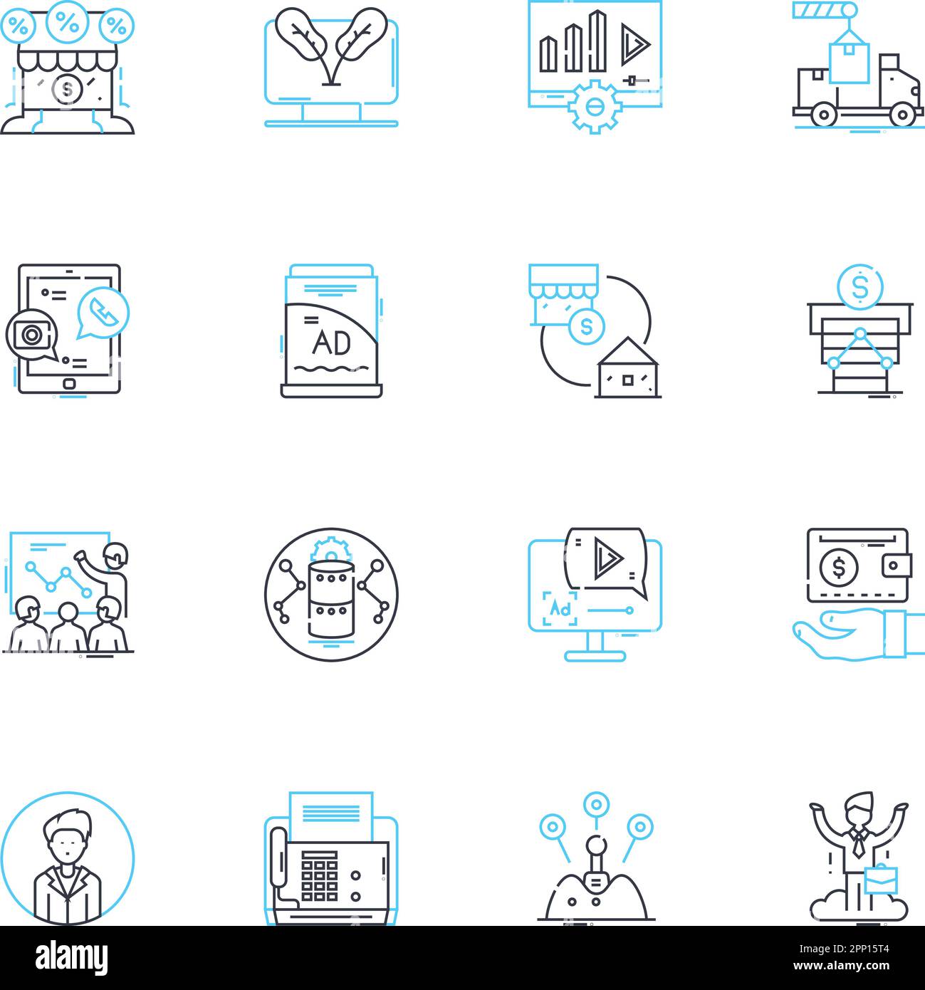 Advertising Promotion linear icons set. Branding, Campaigns, Creativity ...