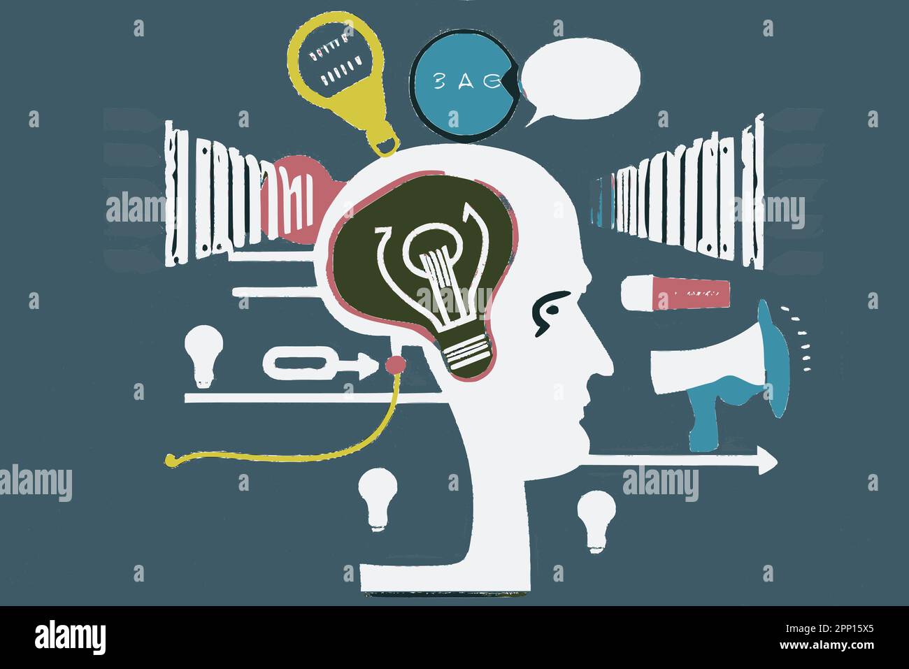 Business concept vector image. Thinking process from idea to implementation Stock Vector Image ...