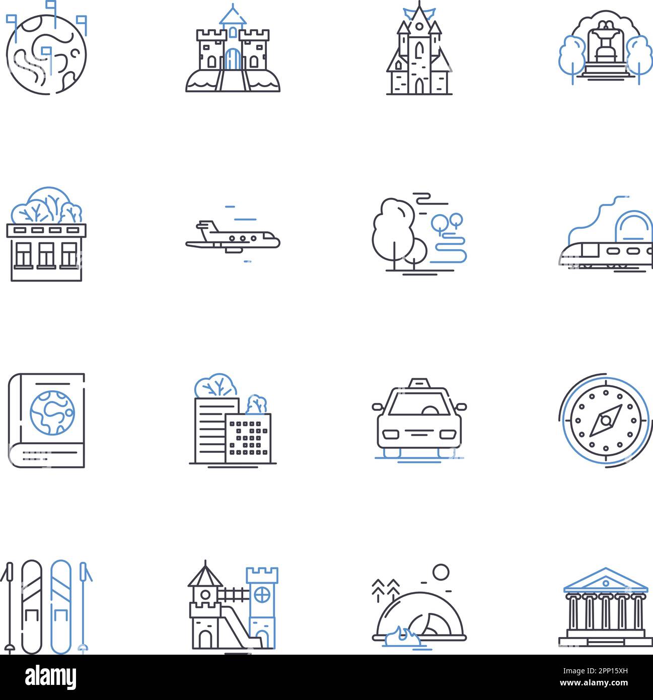 Worldwide wandering line icons collection. Adventure, Exploration ...