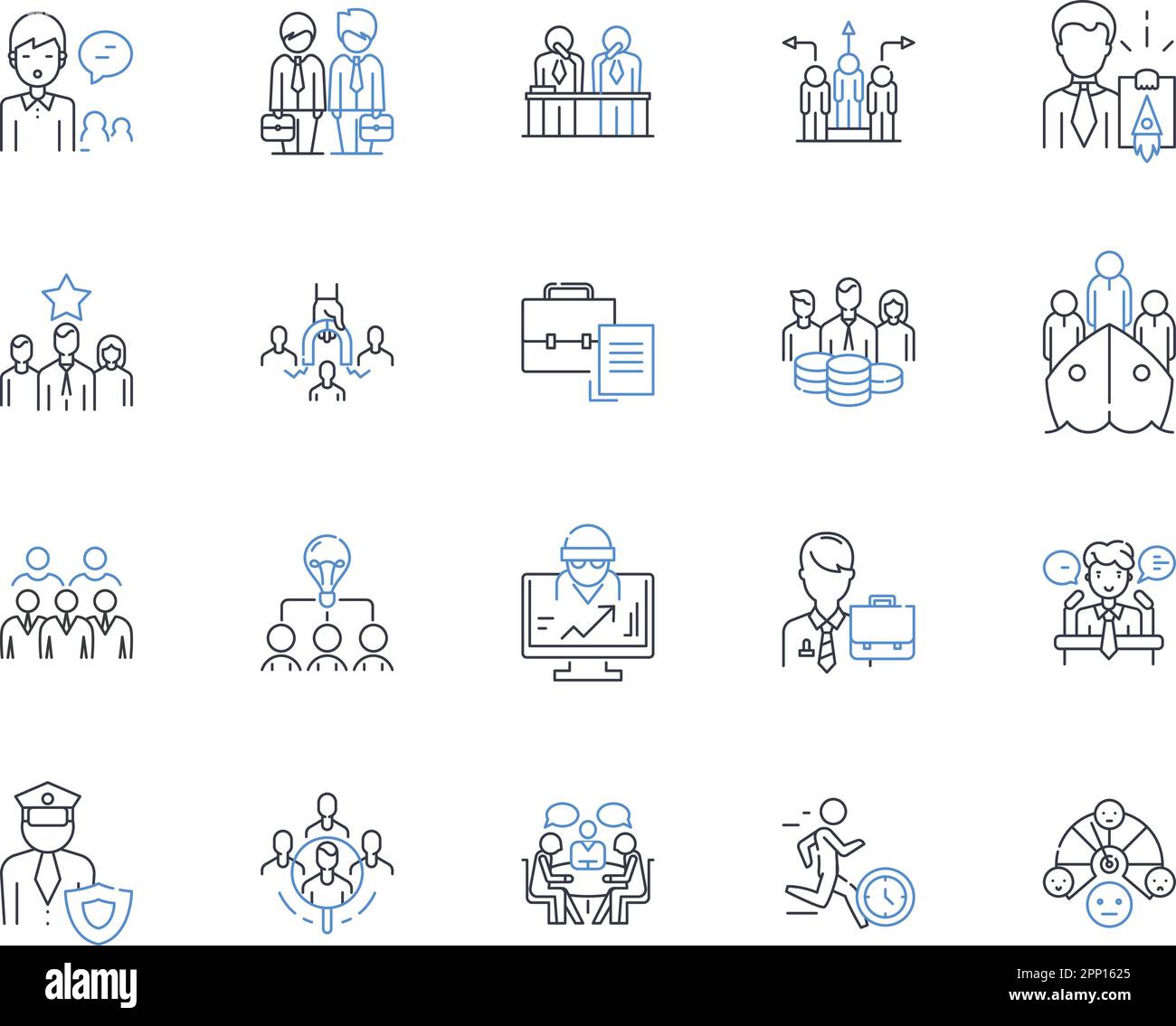 Principal and position line icons collection. Authority, Leadership, Management, Direction ...