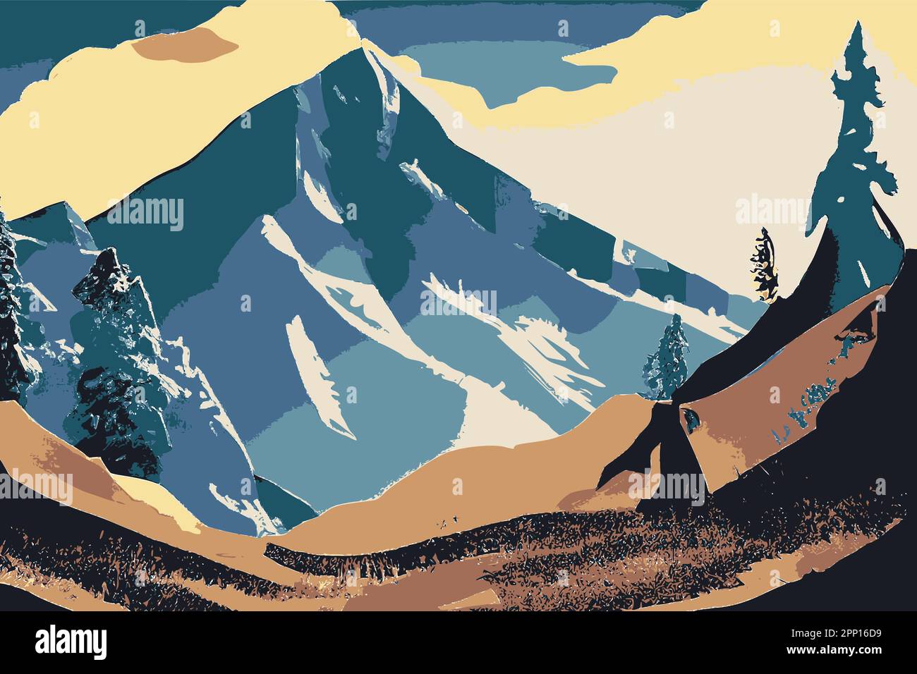 Panoramic view alps mountain Stock Vector Images - Alamy