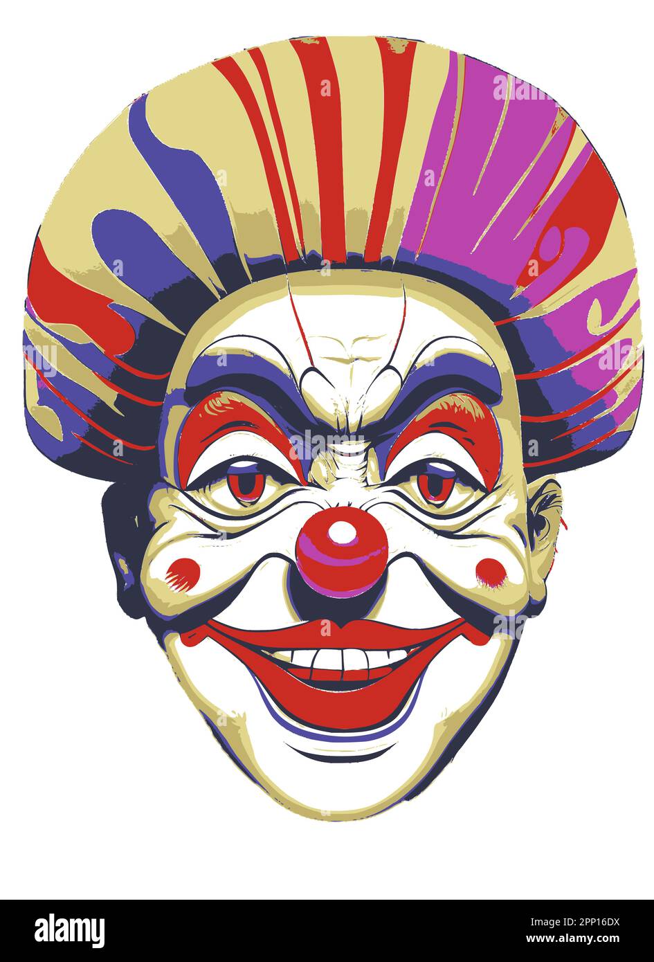 Funny portrait of a clown isolated in a white, color vector image Stock ...