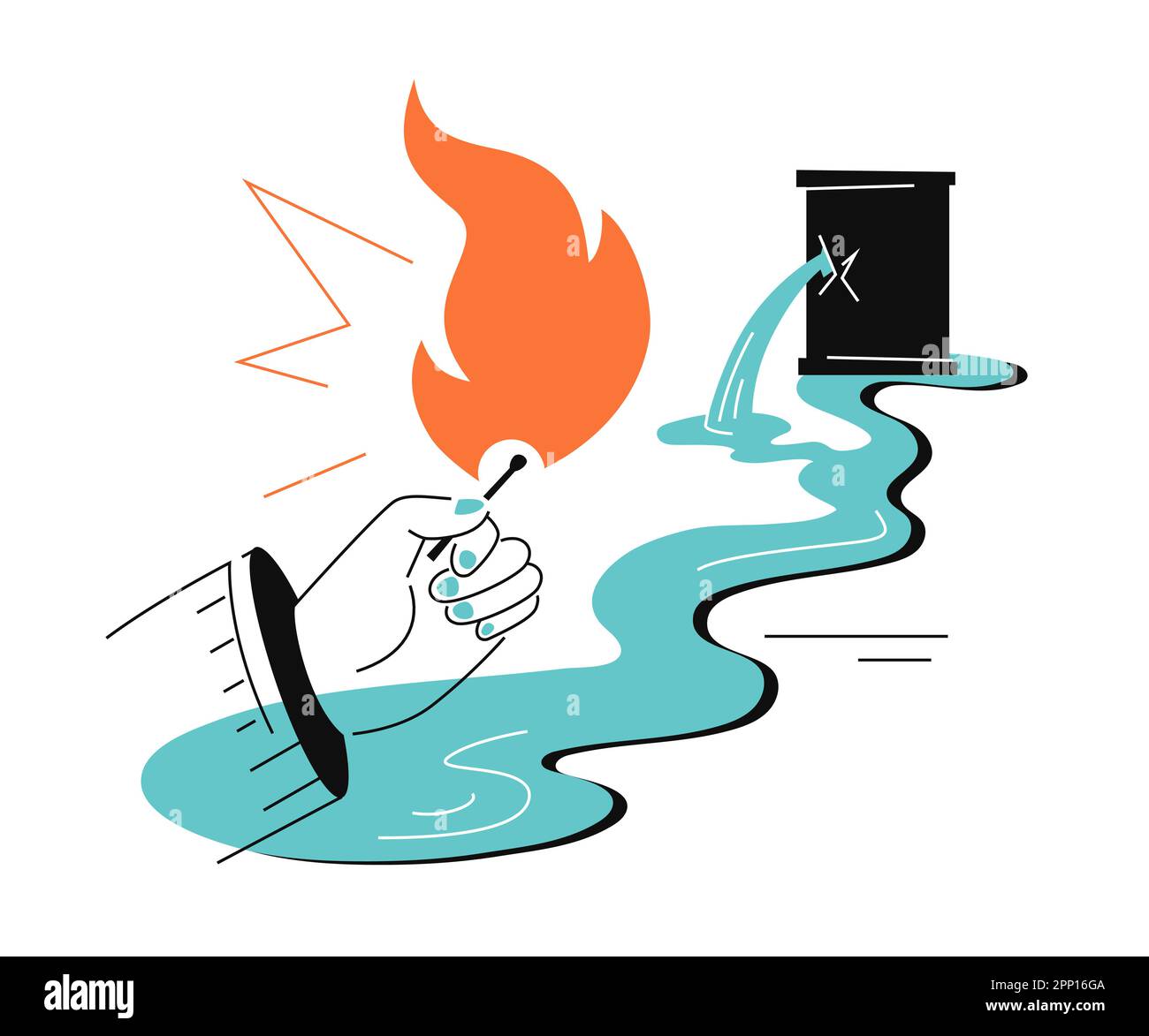 Set fire to a canister - colorful flat design style illustration Stock ...