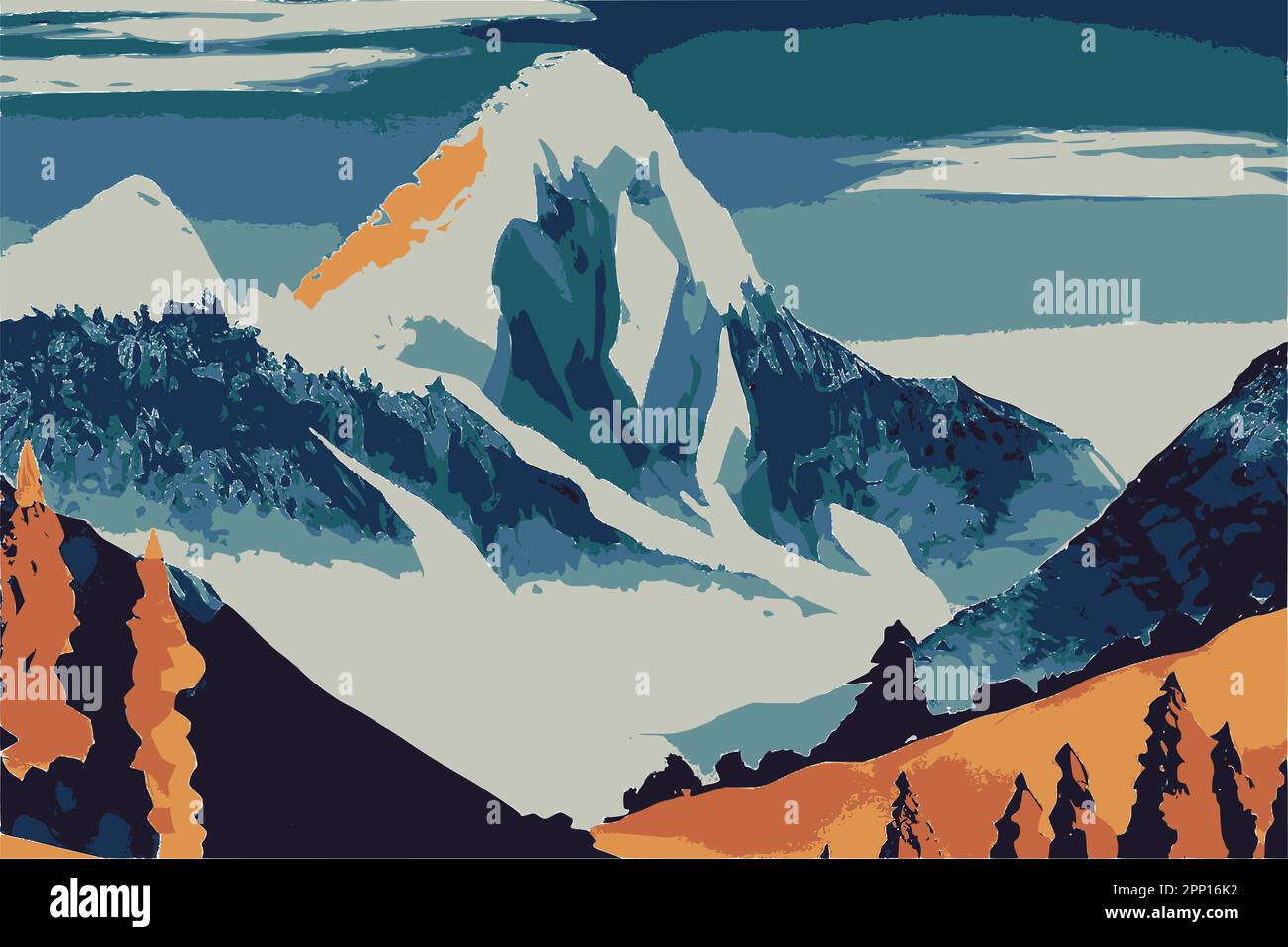 Watercolor mountain landscape vector image Stock Vector Image & Art - Alamy