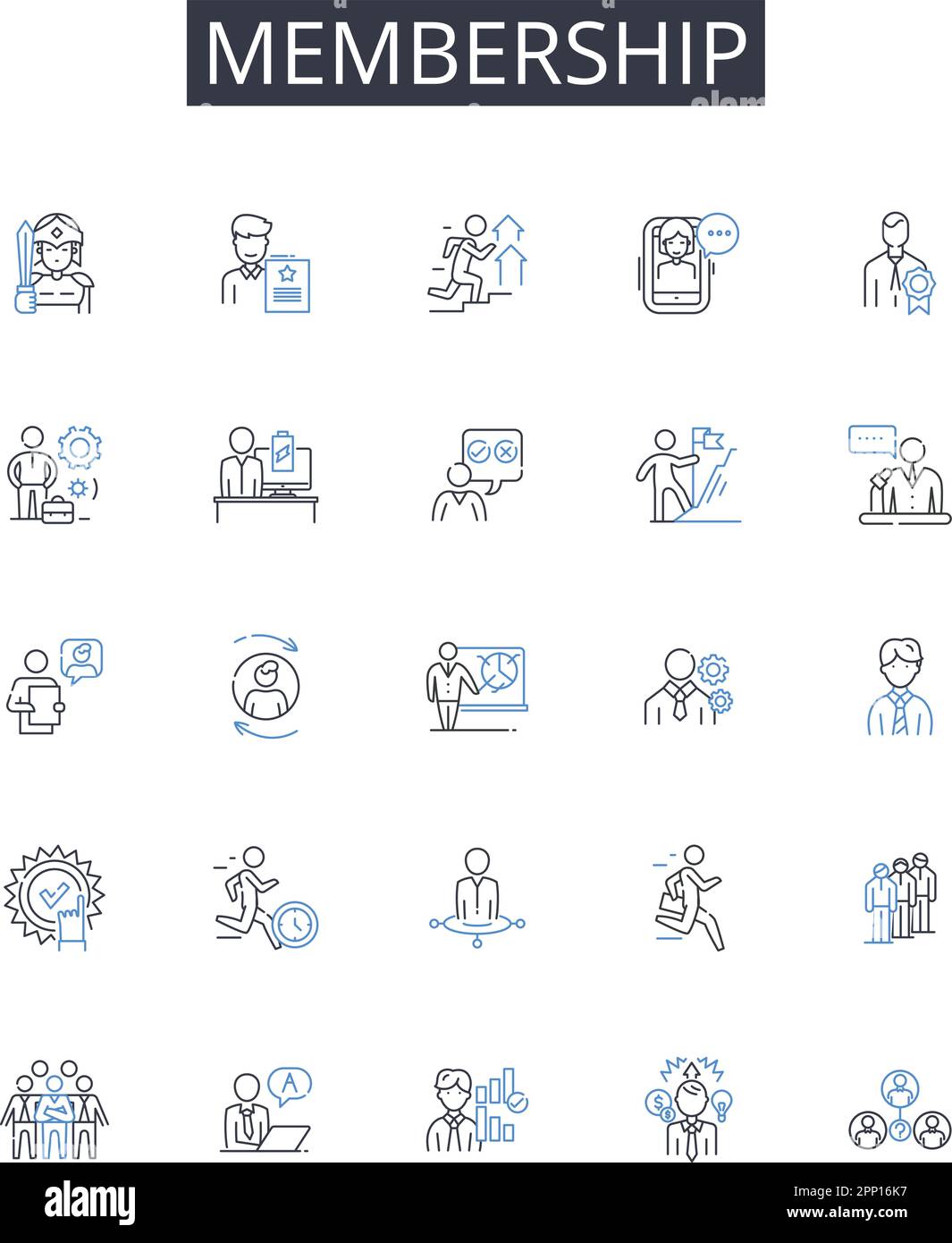 Membership line icons collection. Clubhouse, Fellowship, Alliance ...