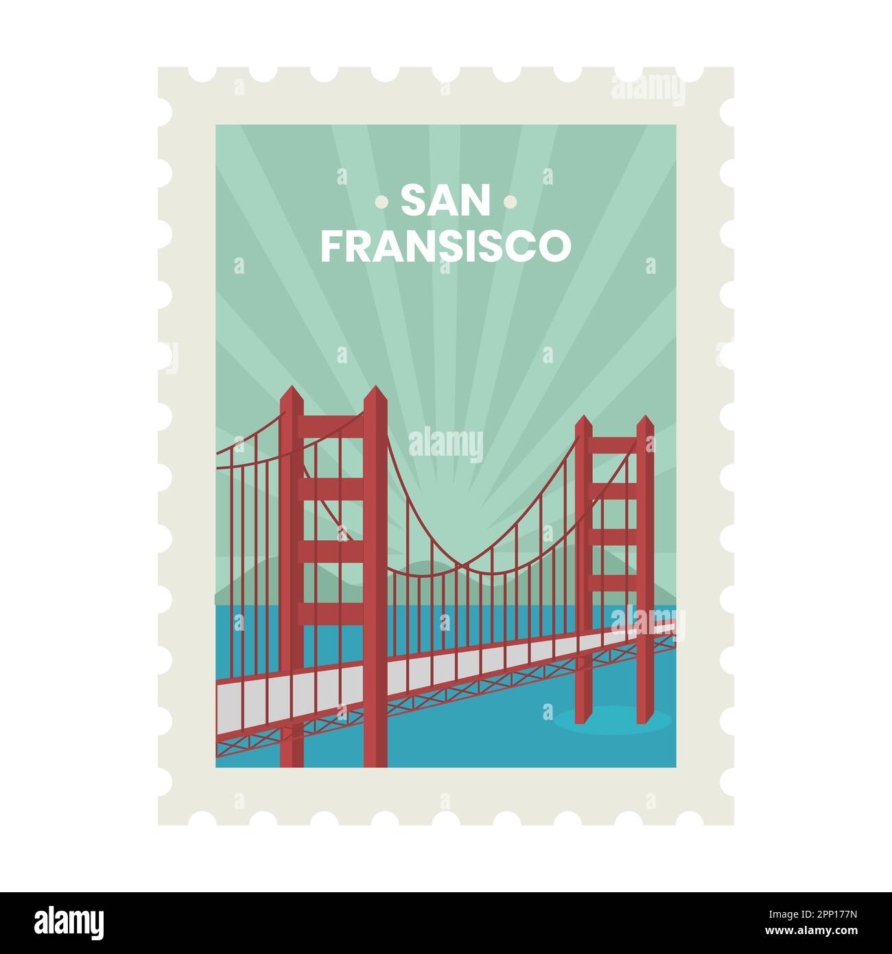 Illustration Of Golden Gate With Rays And Mountain Background For San ...