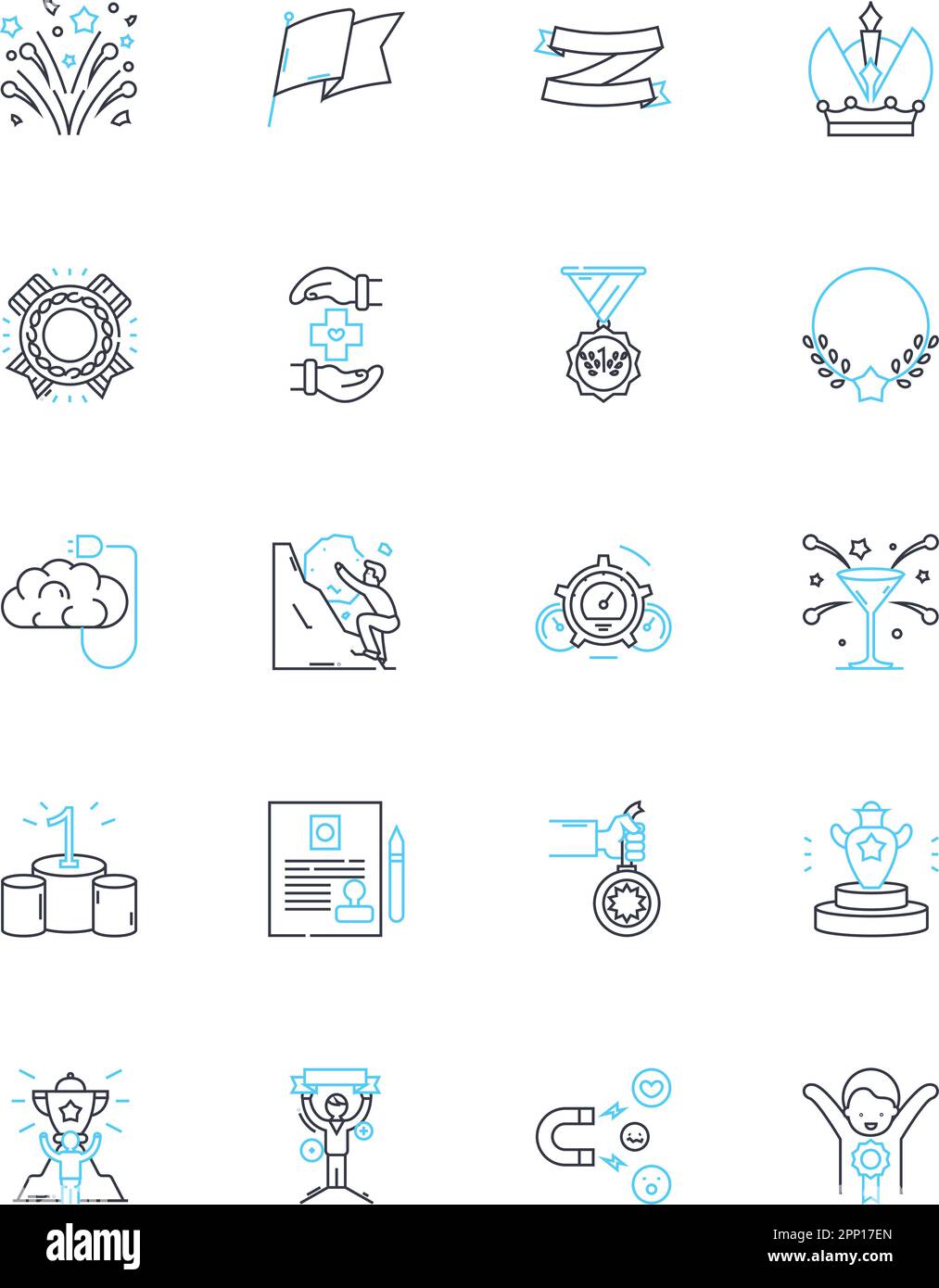 Triumph and trophy linear icons set. Victory, Achievement, Success ...