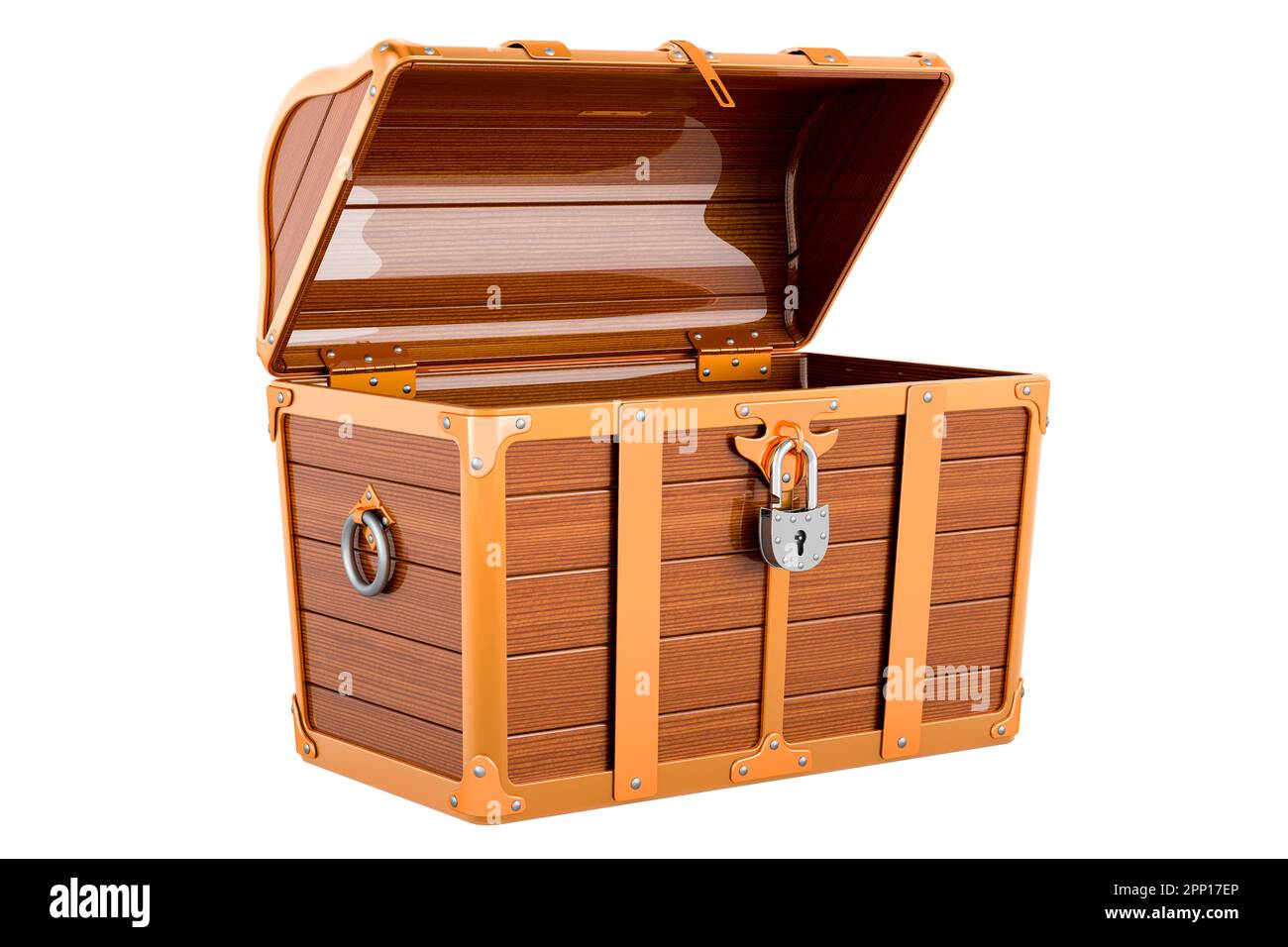 Empty Treasure Chest, 3D rendering isolated on white background Stock ...