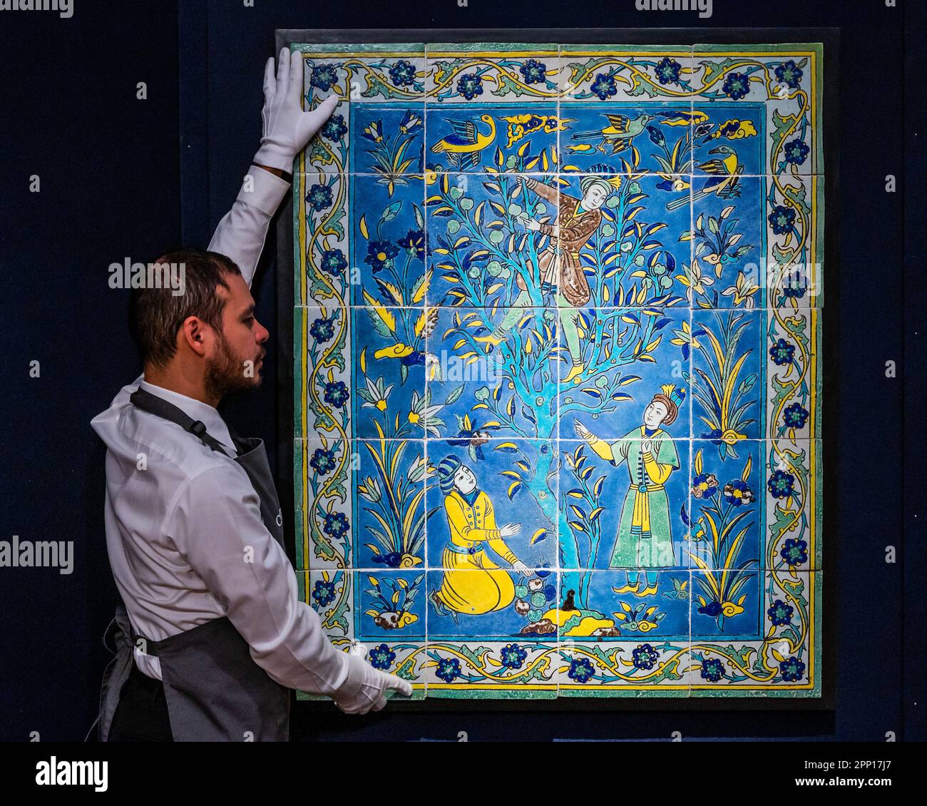 London, UK. 21st Apr, 2023. A Large And Impressive Safavid Cuerda Seca ...