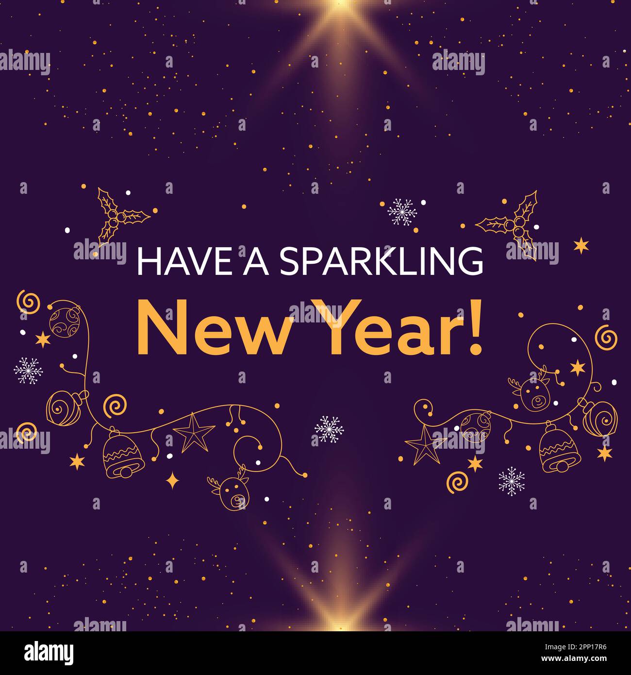 Have A Sparkling New Year! Font With Doodle Festival Elements And Flare ...