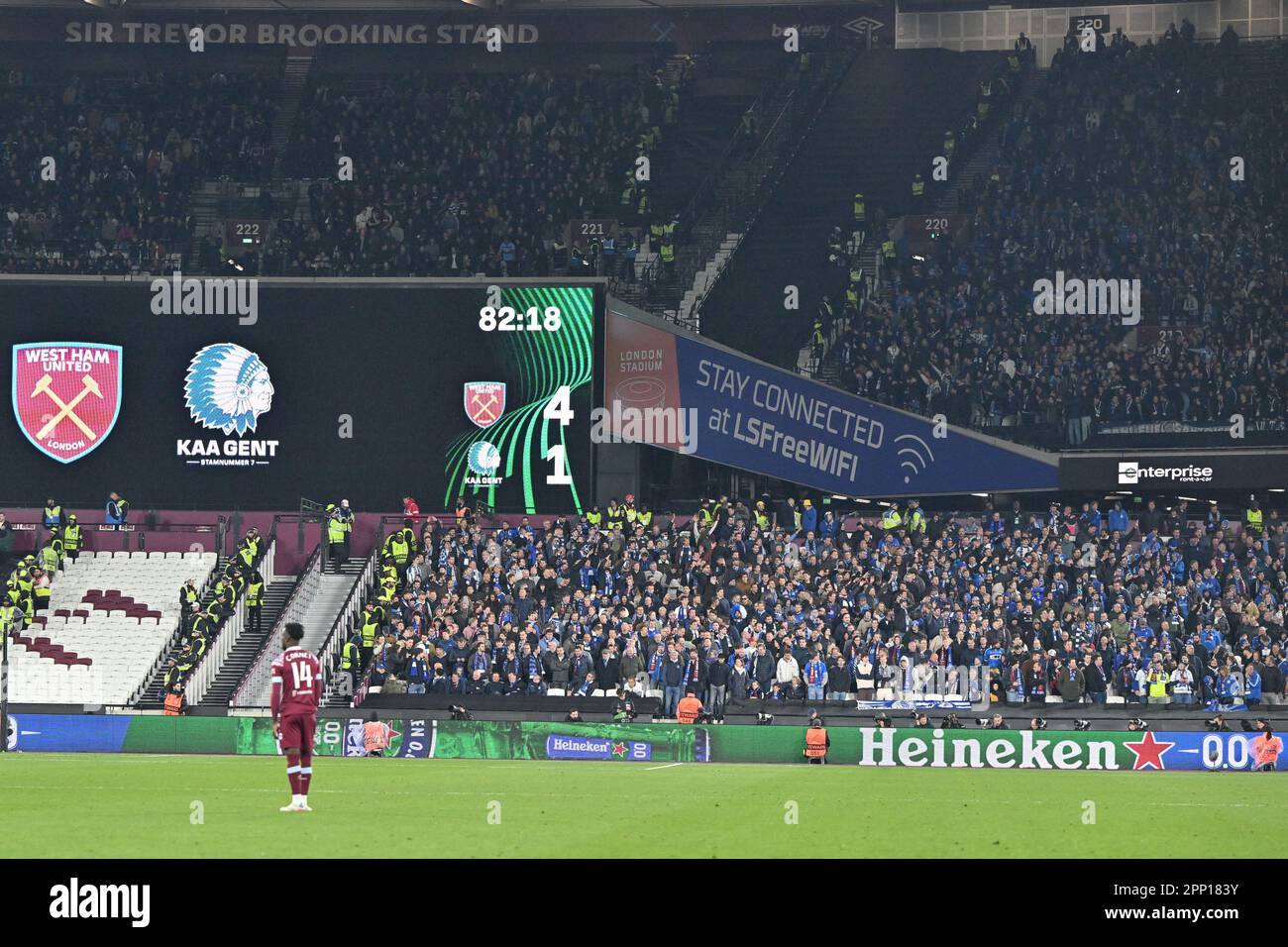 fans and supporters of Gent pictured together with the led-boarding ...