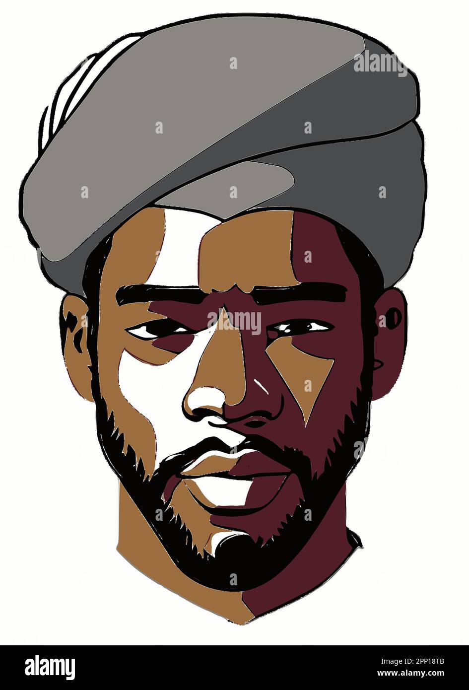 Portrait of an Arab man wearing a traditional turban Stock Vector Image ...