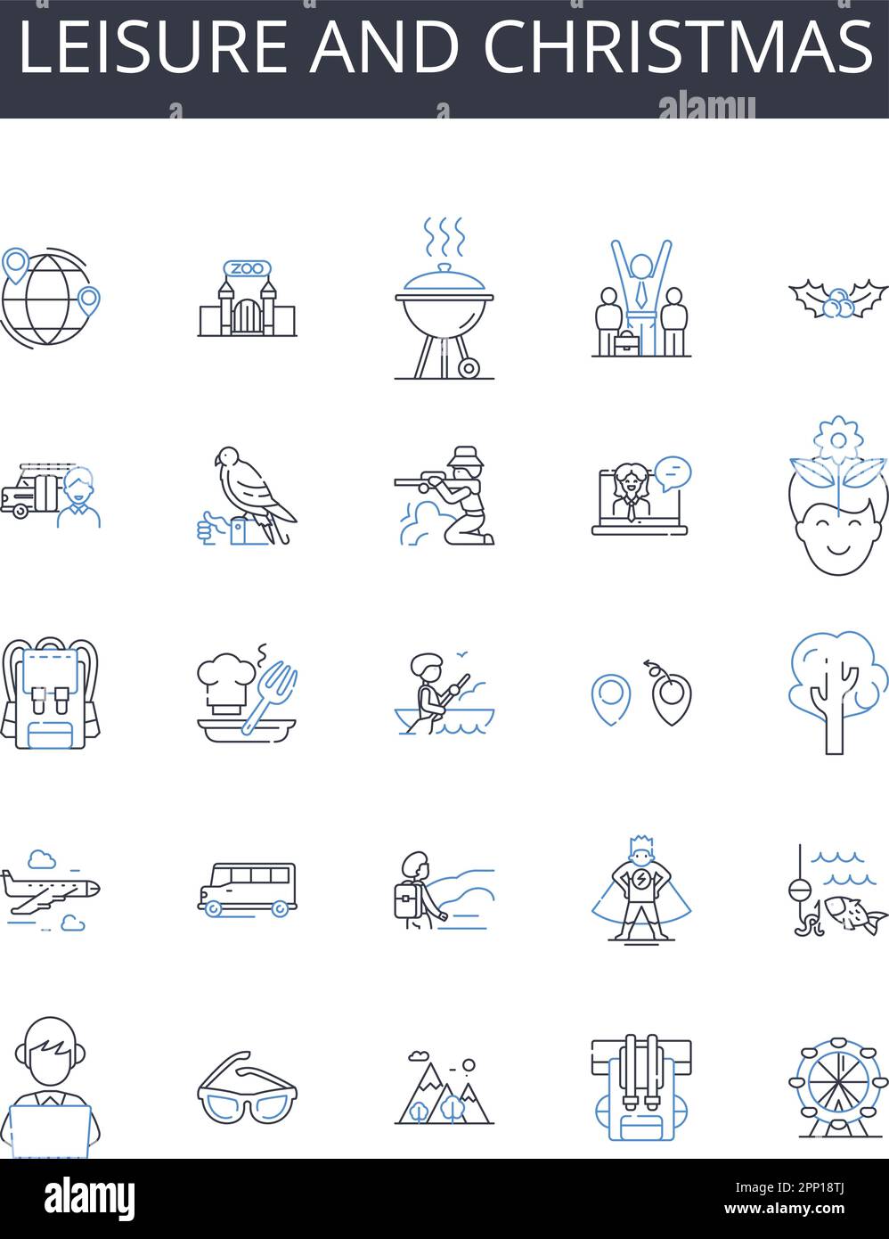 Leisure and christmas line icons collection. Free time, Holiday ...