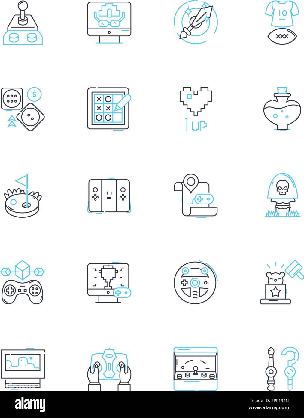 Pleasure linear icons set. Delight, Joy, Bliss, Ecstasy, Rapture ...