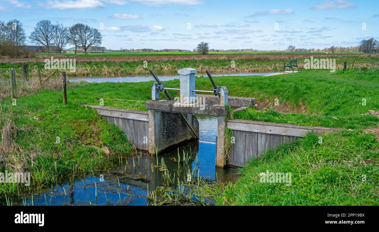 Rural landscape with weir near Bronckhorst, Netherlands Stock Photo - Alamy