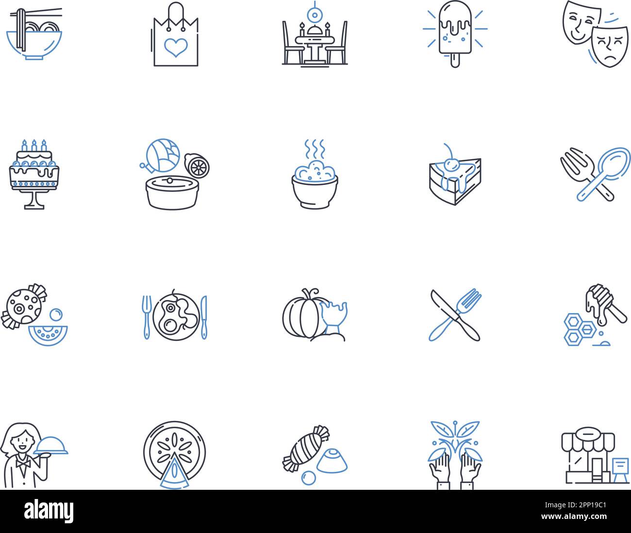 Dessert haven line icons collection. Sweet, Indulgent, Delectable ...