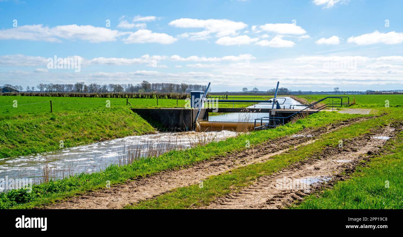 Rural landscape with weir near Bronckhorst, Netherlands Stock Photo - Alamy