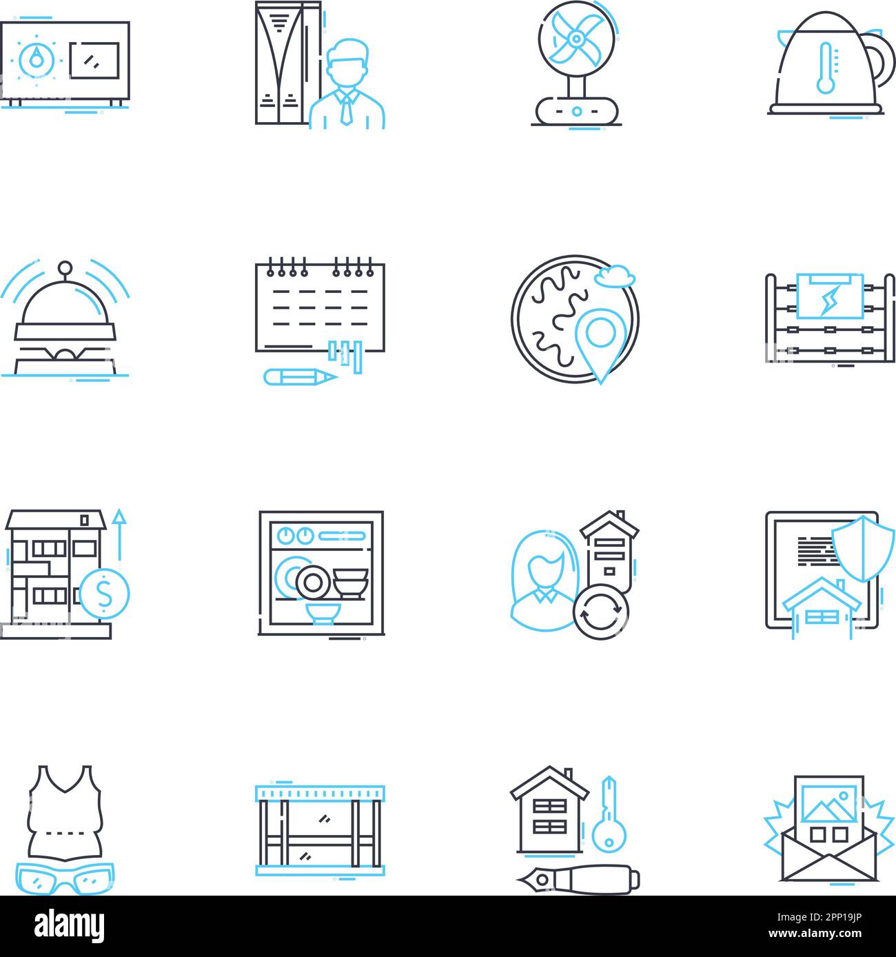 Lodging industry linear icons set. Accommodation, Hospitality, Tourism ...