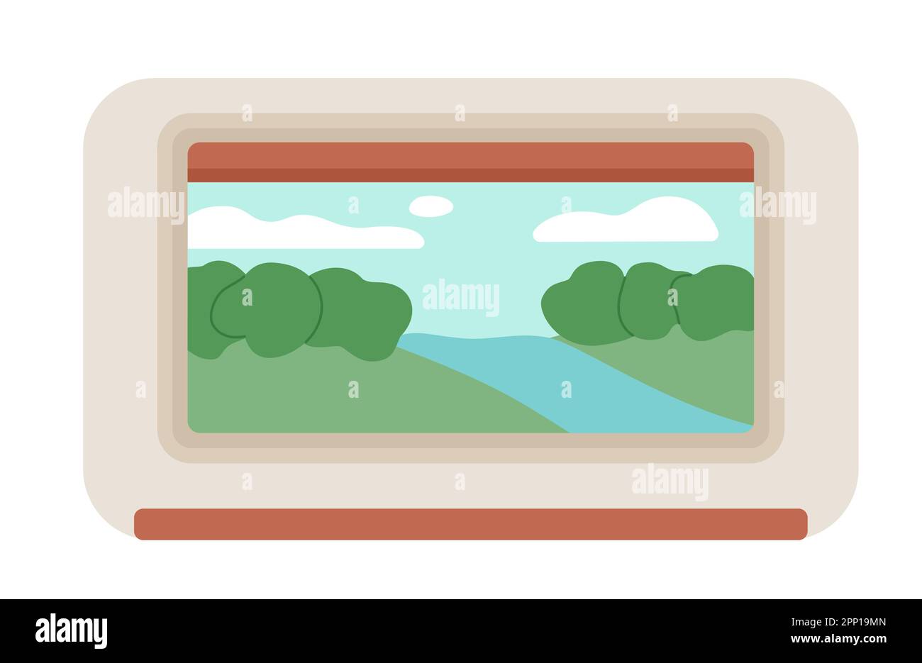 Seeing outside view from window train semi flat colour vector object ...