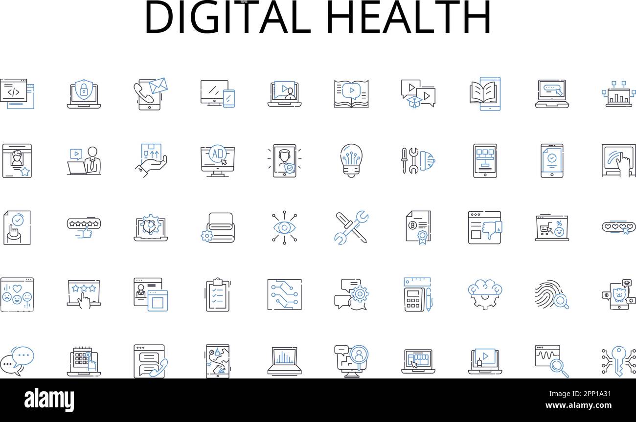 Digital health line icons collection. Repair, Troubleshoot, Restore ...