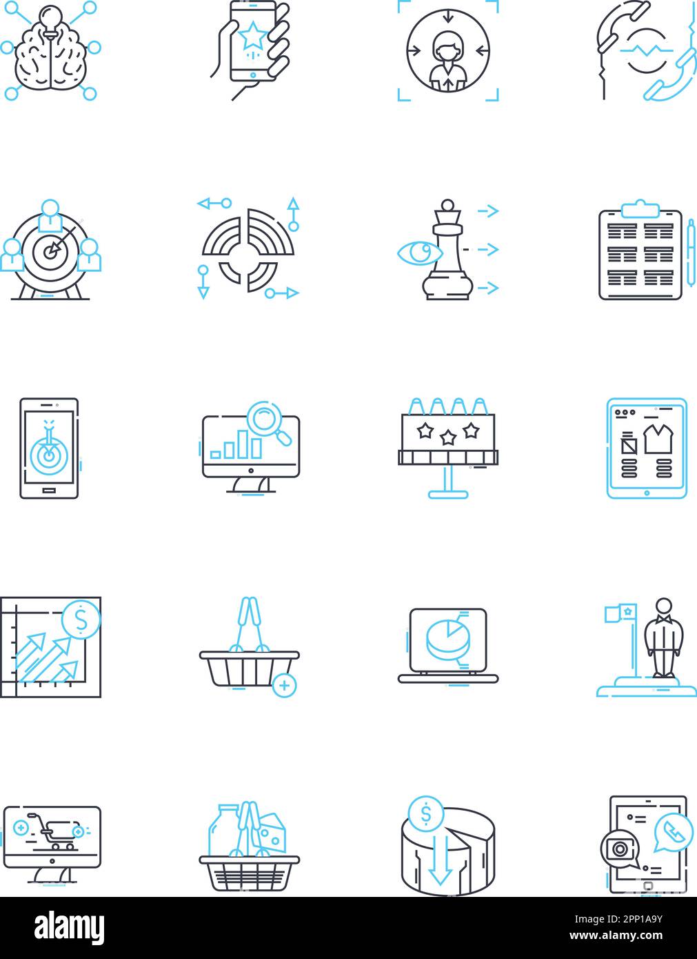 Commercial message linear icons set. Promotion, Advertisements ...