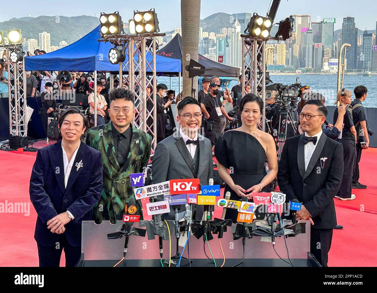 (L-R) Actor Yeung Wai-lun, Mak Pui-tun, director Ho Cheuk-tin, Louisa ...