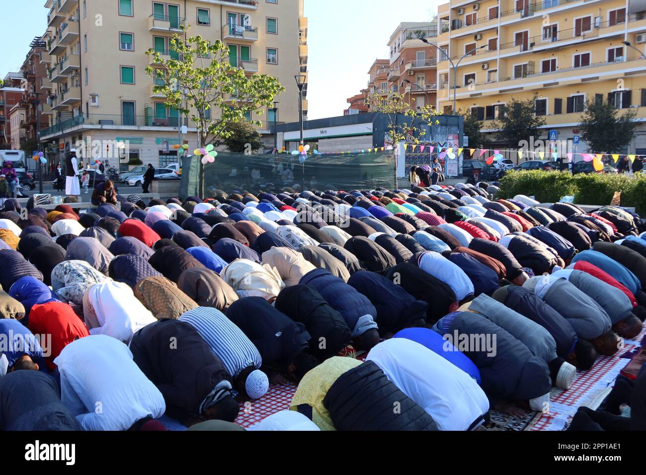 Rome, Italy. 21st Apr, 2023. Muslim communities celebrate Eid al Fitr ...