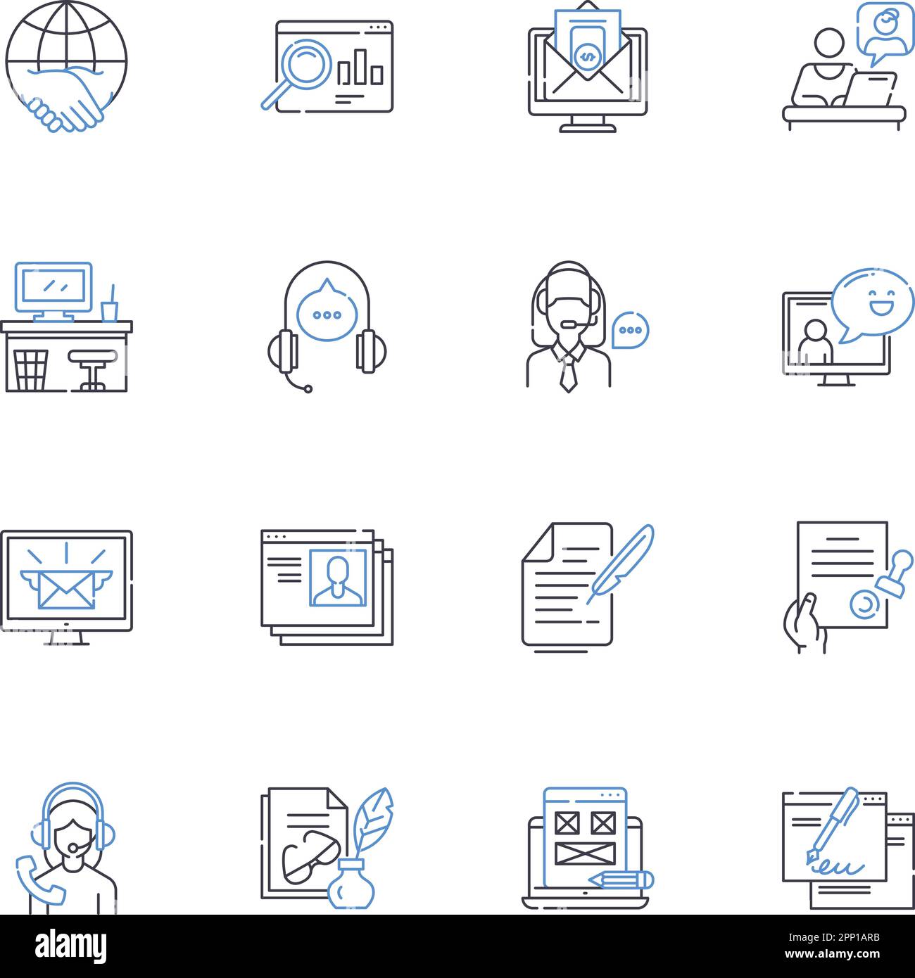Time management and scheduling line icons collection. Prioritization ...