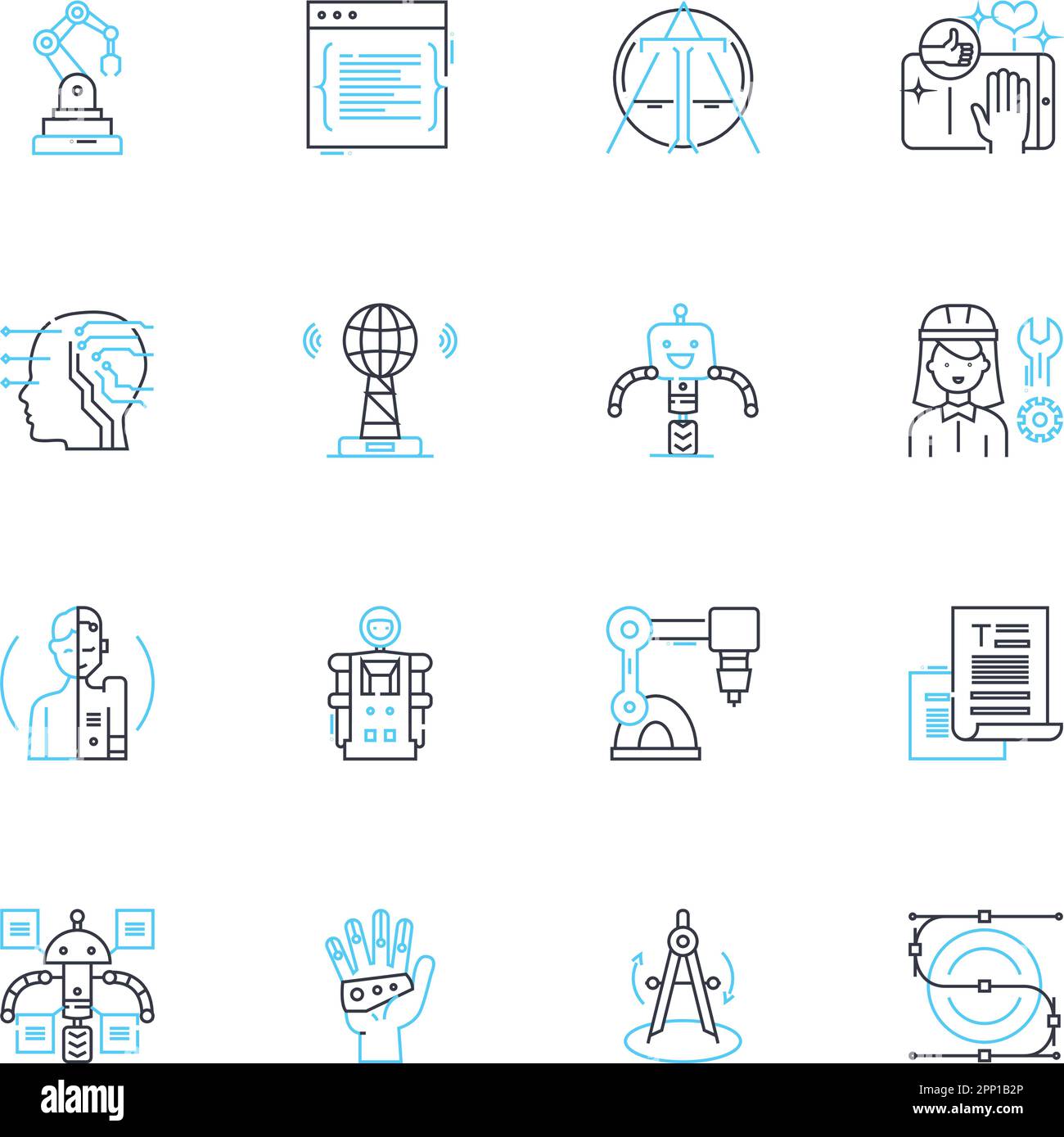 Rapid technology linear icons set. Automation, Efficiency, Streamlining, Innovation, Advancement ...