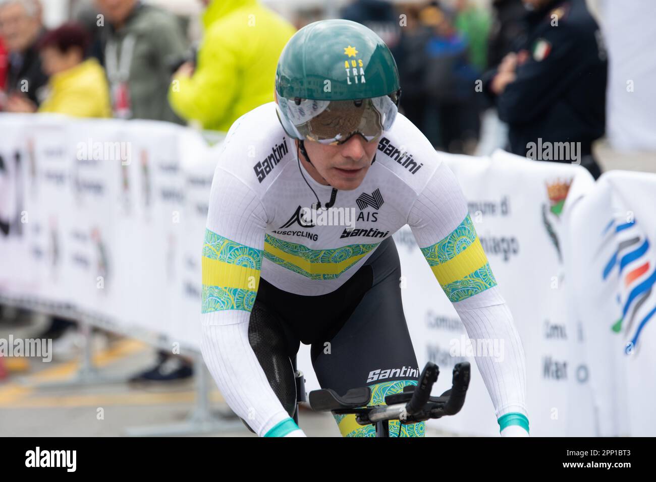 Darren Hicks of Australia starts the time trial, and would go on to ...