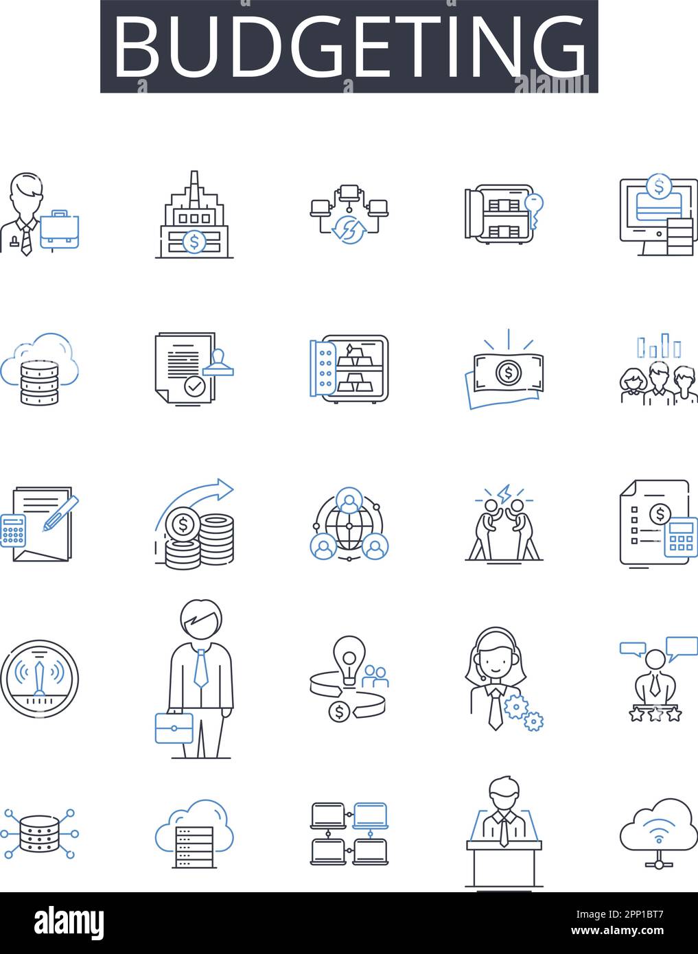 Budgeting line icons collection. Technology, Analytics, Data, Security ...