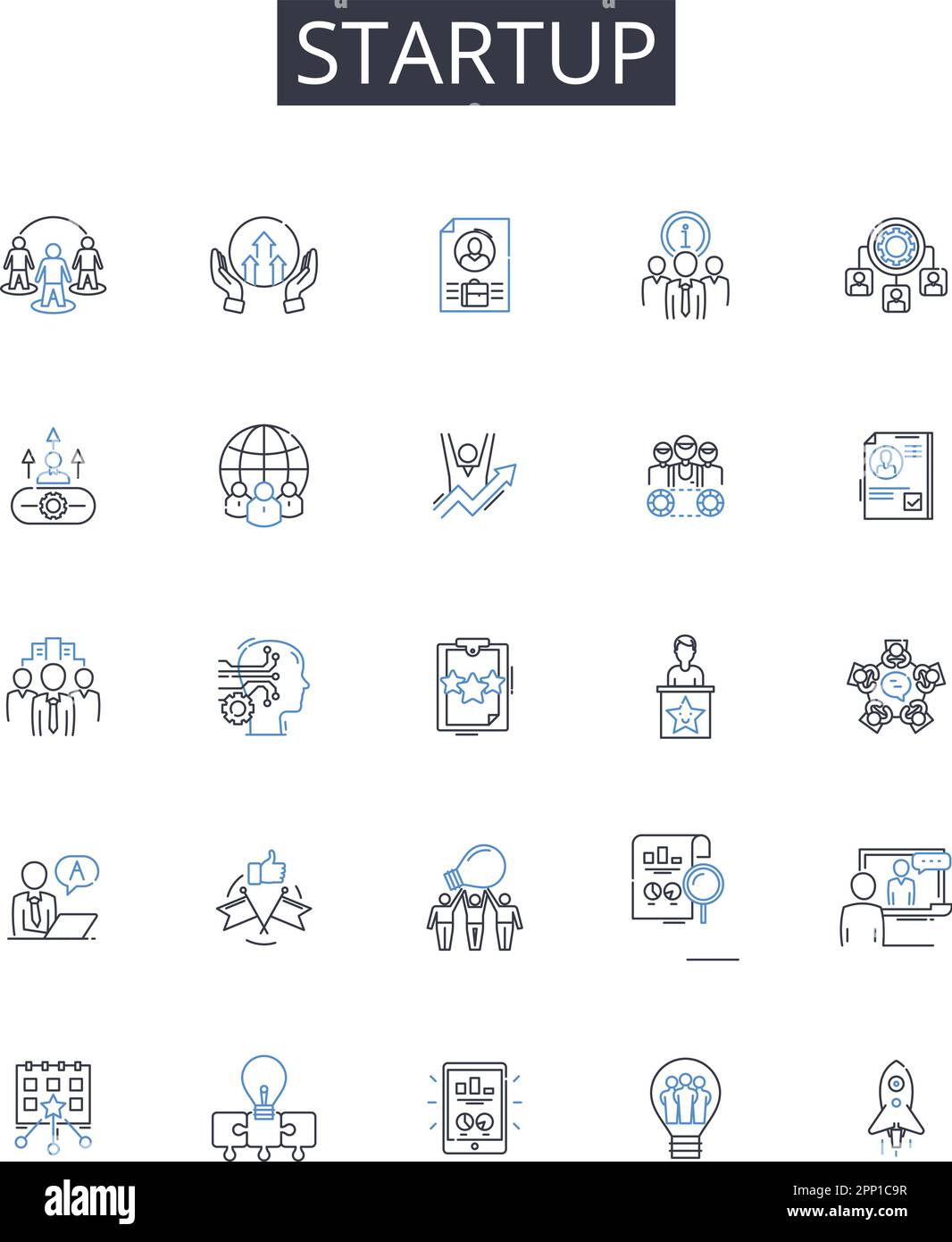 Startup line icons collection. New venture, Emerging business, Fresh ...