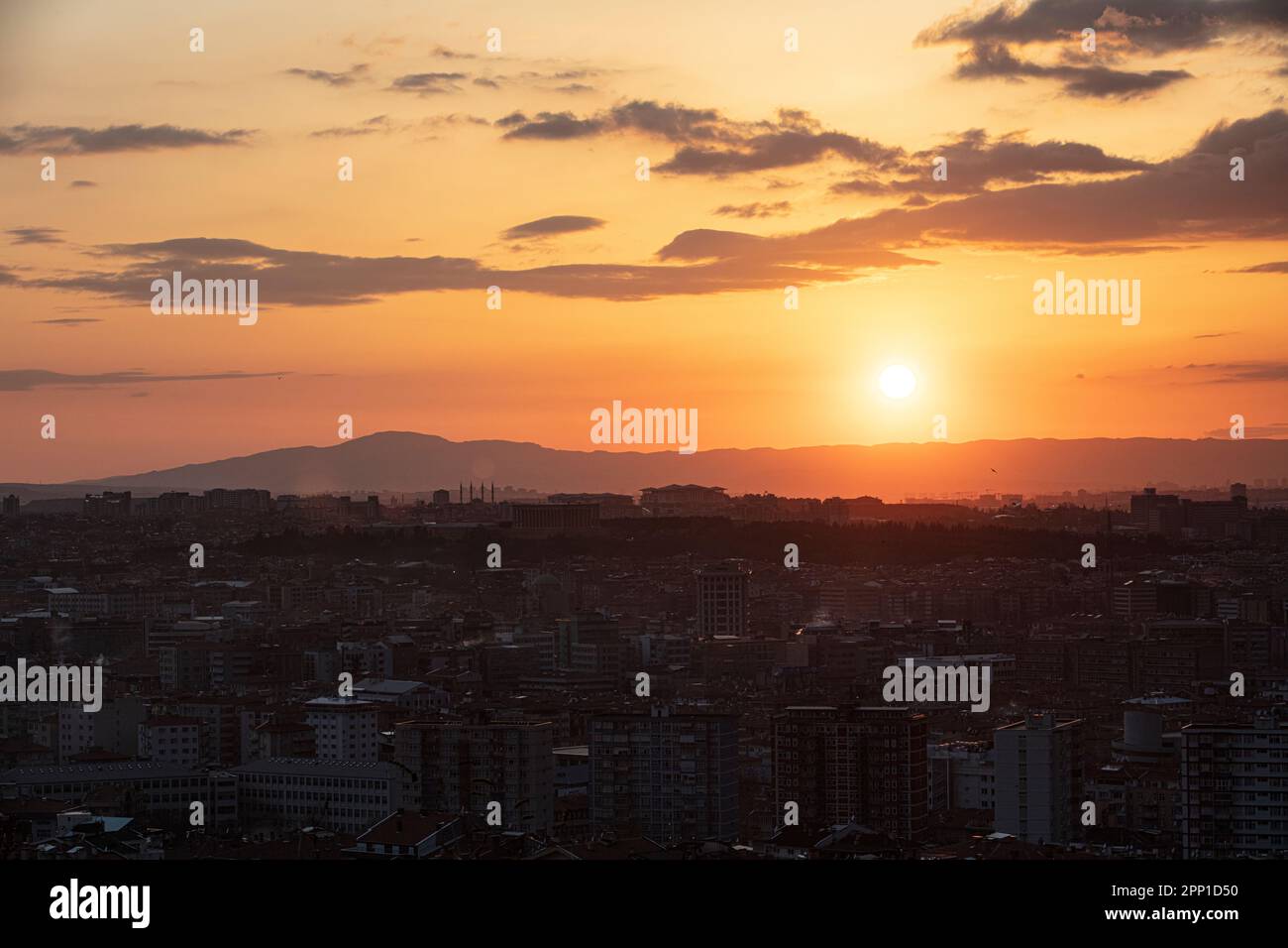 Panorama view of the downtown area of the city of Ankara, Turkey with ...