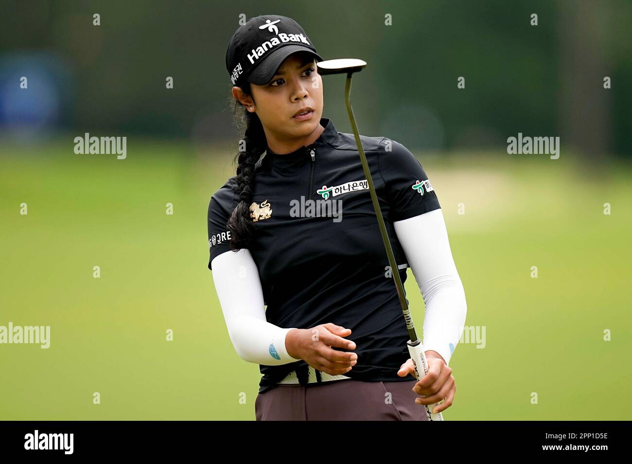 Patty Tavatanakit, Thailand, watches her putt on the fifth hole during ...