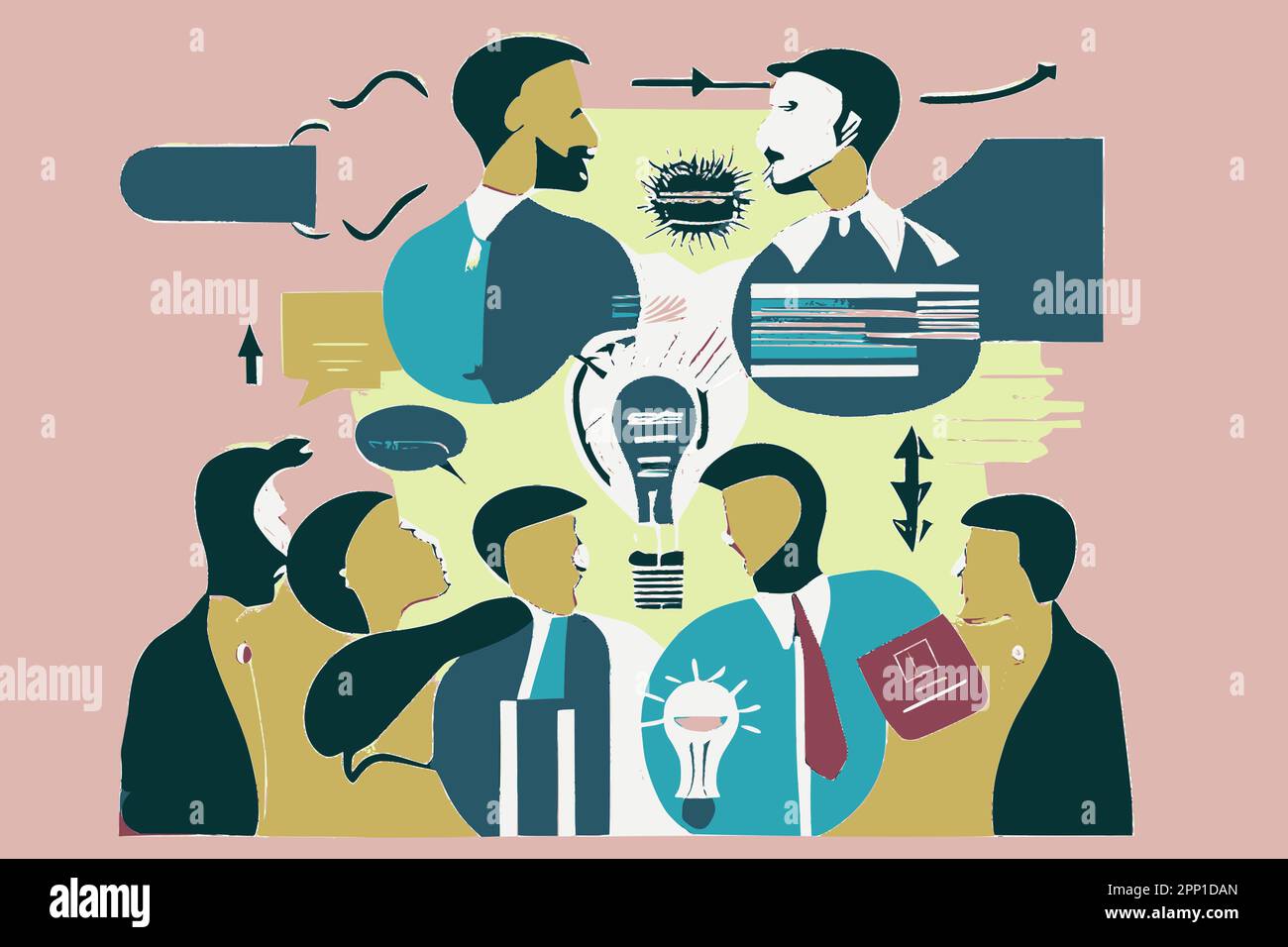 Business concept vector image. Thinking process from idea to implementation Stock Vector Image ...