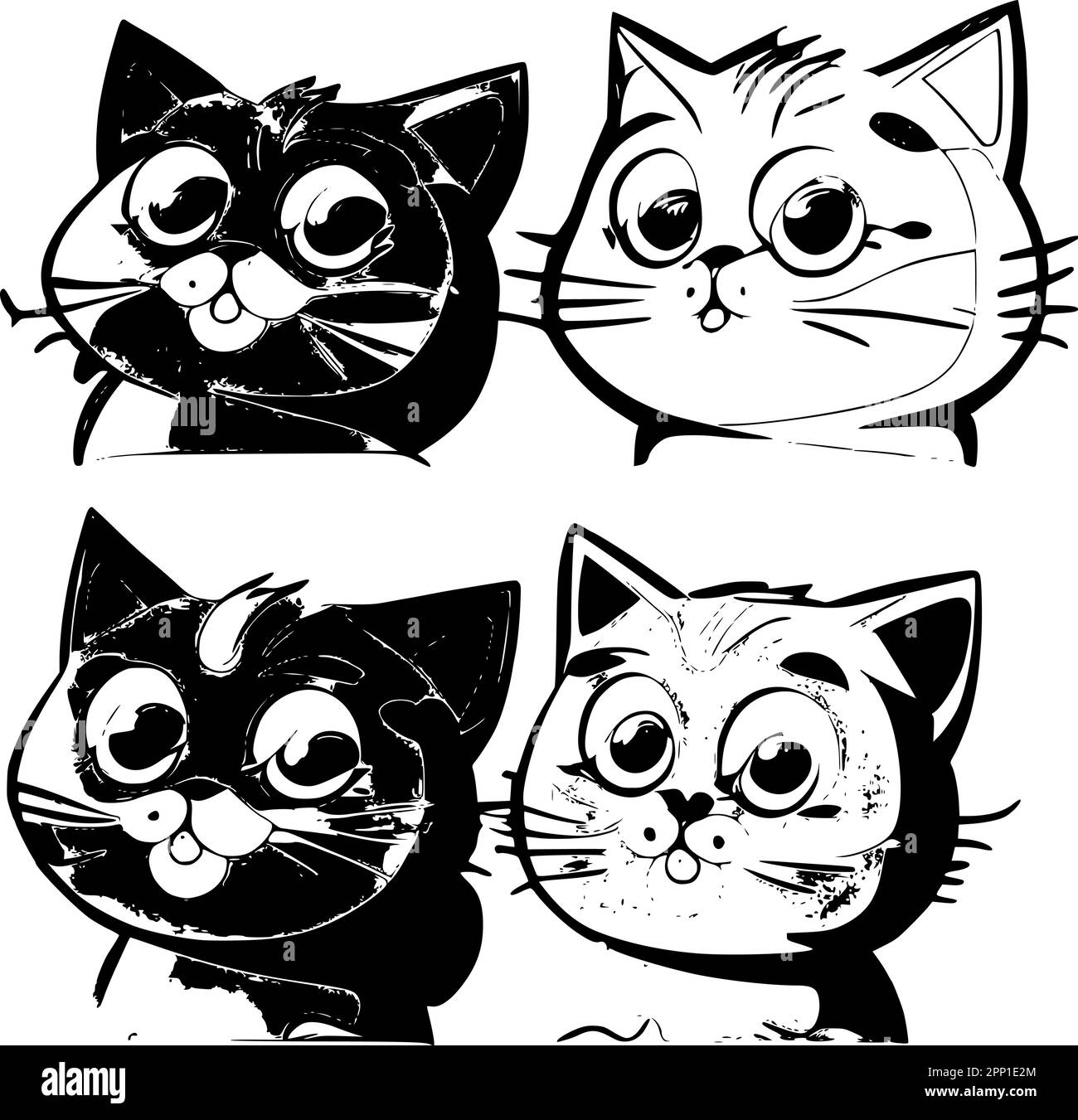 Set of funny cat silhouettes, isolated vector image Stock Vector Image ...