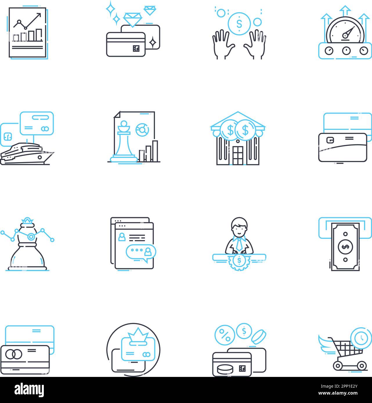 Company earnings linear icons set. Profit, Loss, Revenue, Income ...