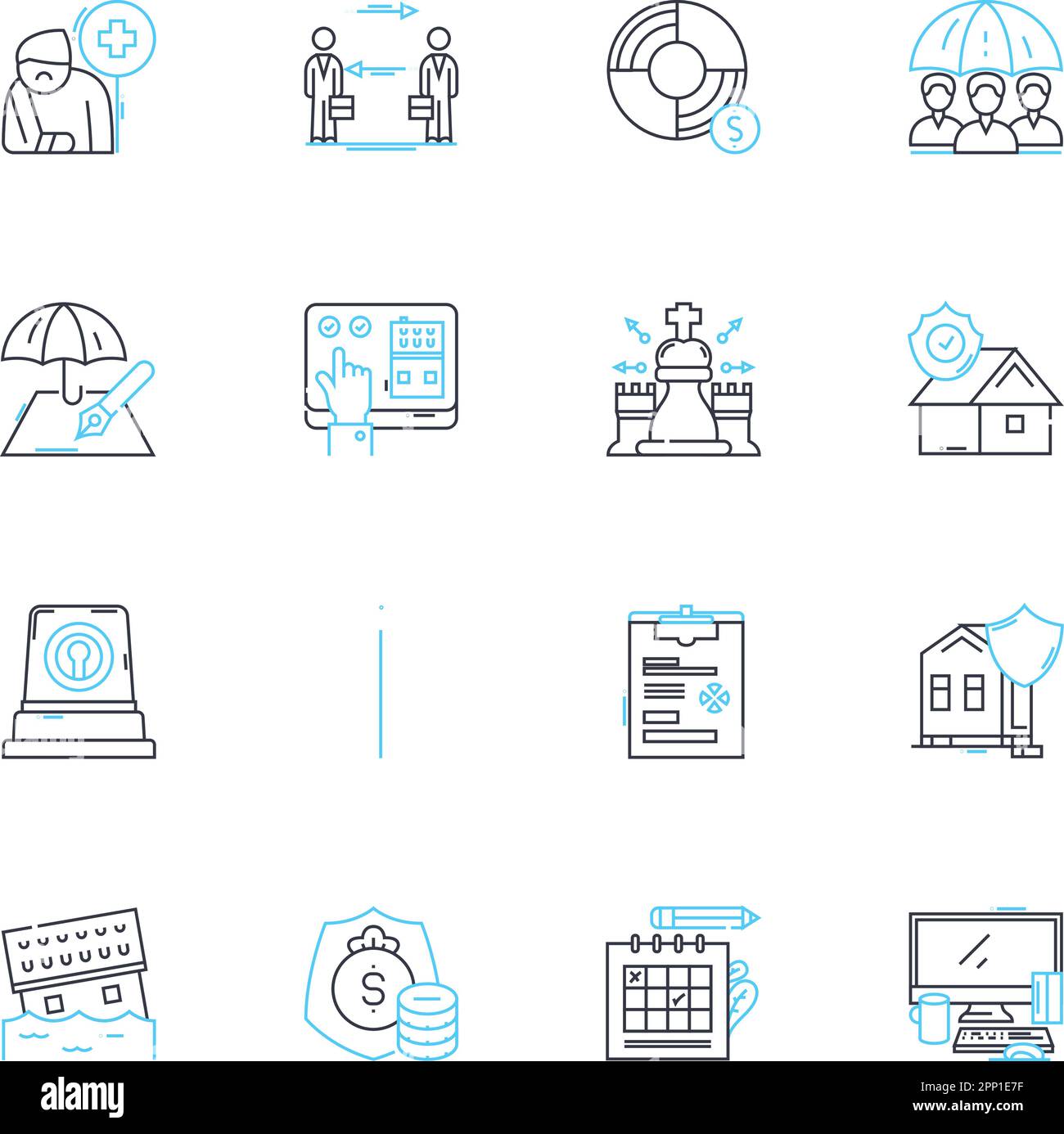 Business protection linear icons set. Insurance, Security, Safety, Risk ...