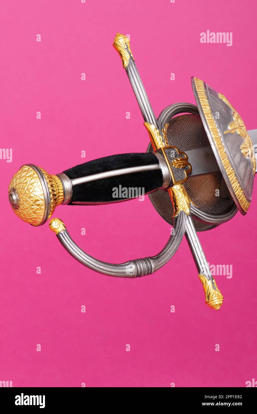 Rapier sword guard, and hilt isolated over pink Stock Photo - Alamy