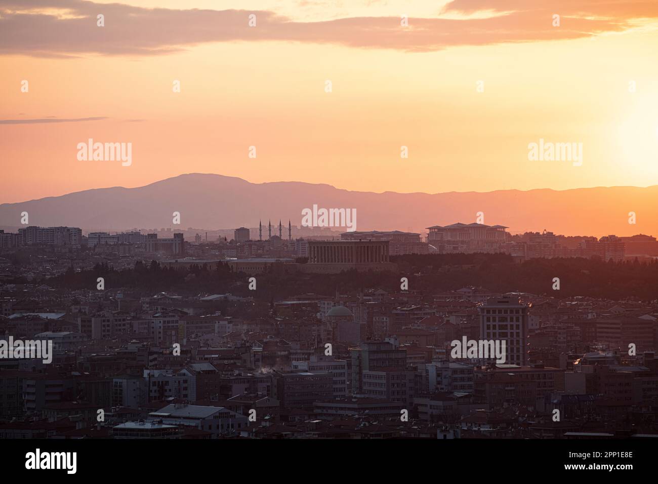Panorama view of the downtown area of the city of Ankara, Turkey with ...