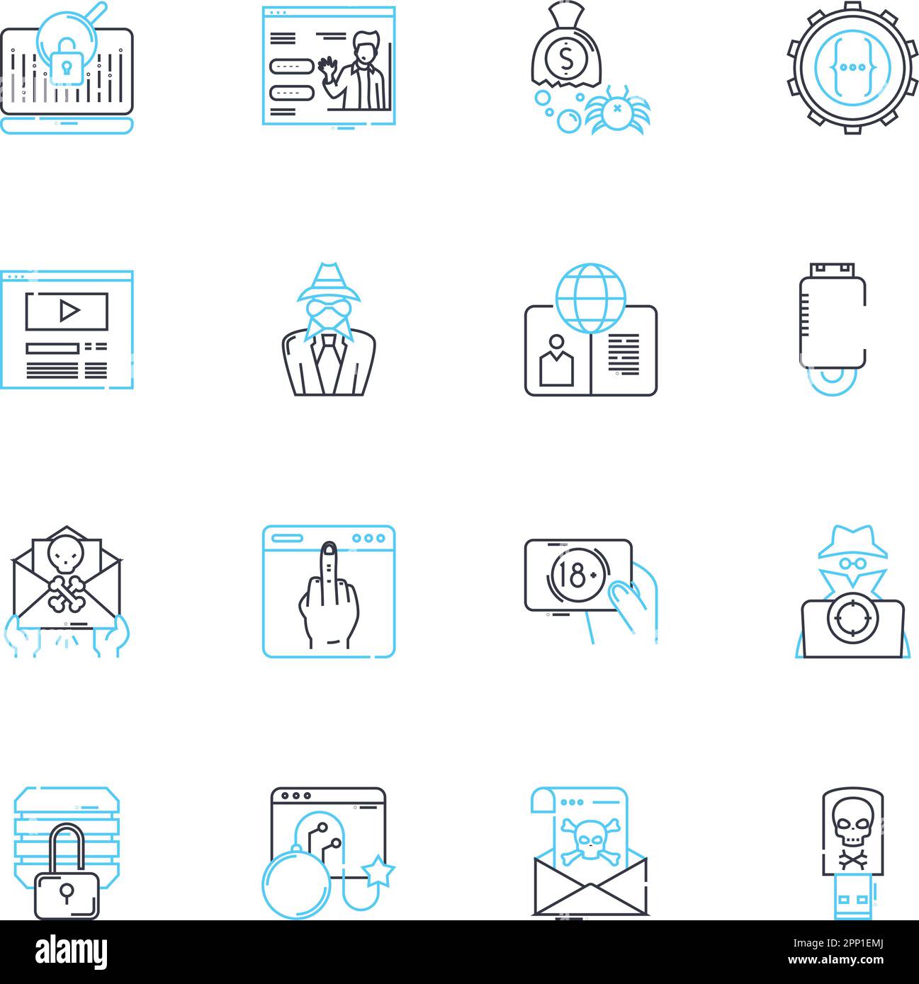 Swindlers linear icons set. Deception, Fraud, Scam, Conman, Grifter ...