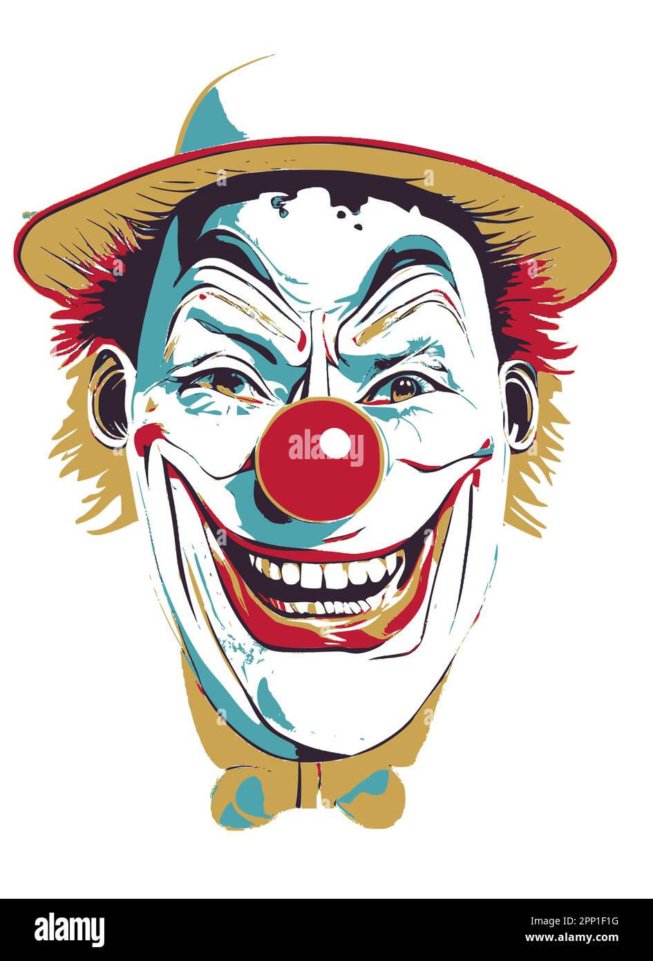 Funny portrait of a clown isolated in a white, color vector image Stock ...